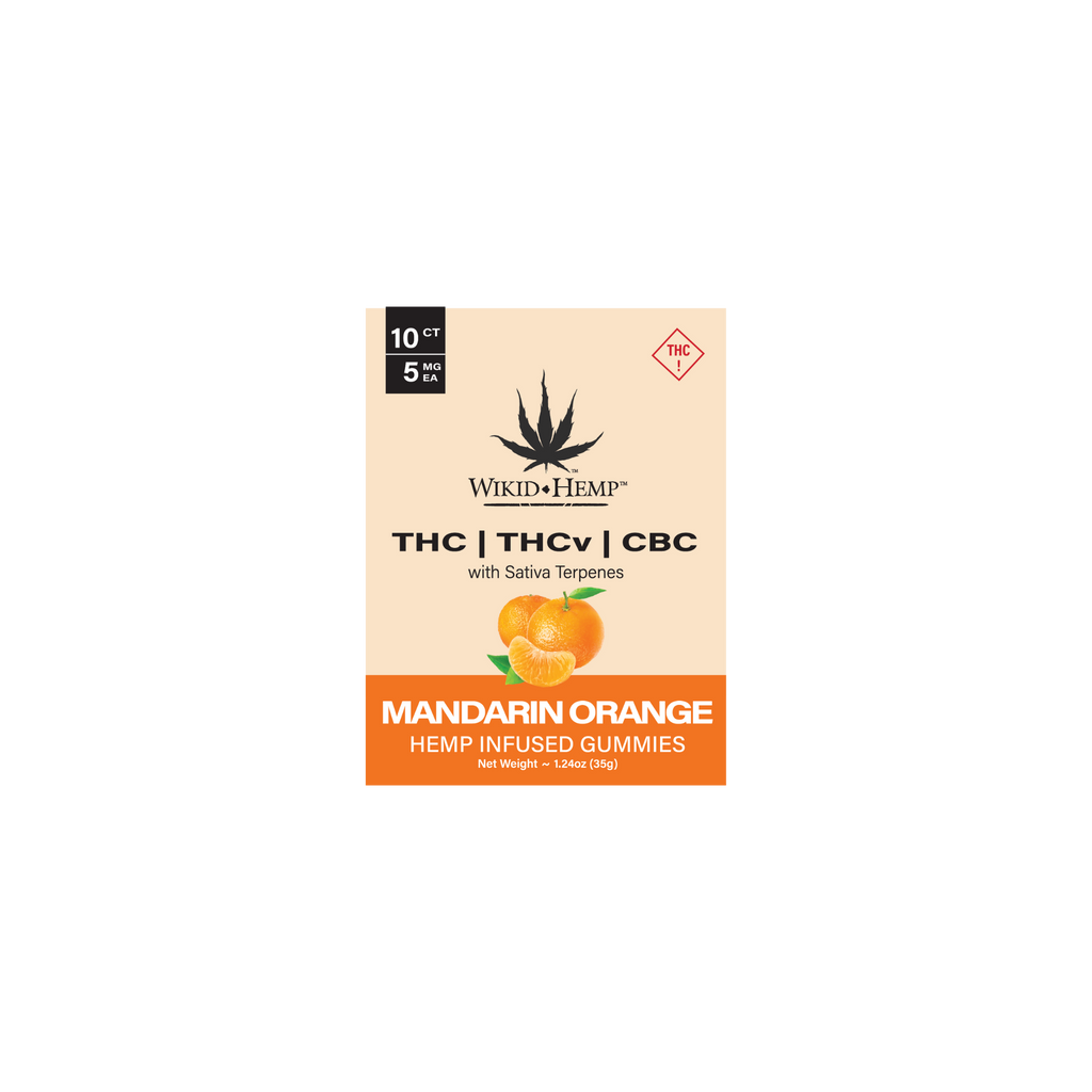 Mandarin Orange 5 mg THC-THCv-CBC w/Sativa Terpenes Gummy 10 ct – Wikid
